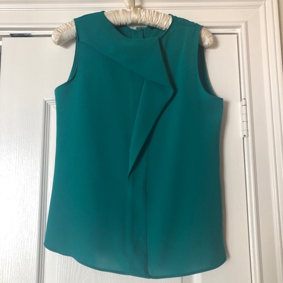 Zara | Tops | Zara Green Sleeveless Blouseshell With Ruffle | Poshmark